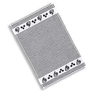 Cackleberry Home Coffee Time Windowpane Check Cotton Terrycloth Kitchen Towels, Set of 4 (Black)