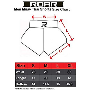 Roar Muay Thai Shorts MMA Gym Boxing Fighting UFC Trunks Kick Martial Arts Gear (Red, Large)