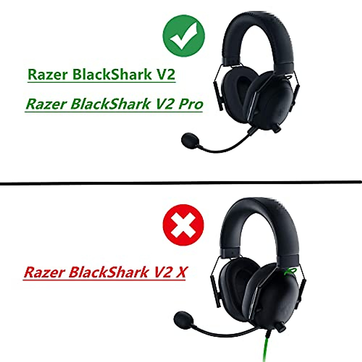 Ear Pads Cushions Replacement Compatible with Razer BlackShark V2 Pro Wireless Gaming Headset Mic Covers Foam