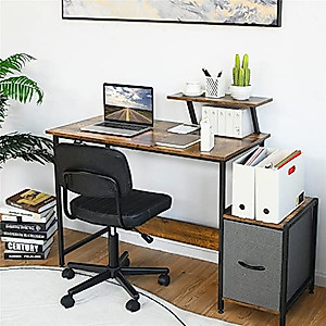 TREXD Computer Desk Writing Workstation W/Movable Storage Rack & Shelf for Home Office