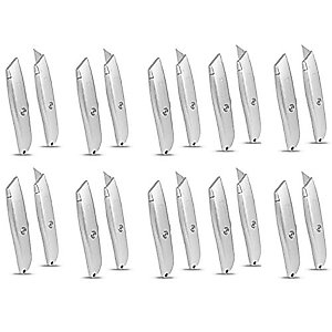 Internet's Best Classic Utility Knife - Set of 20 - Retractable Razor Knife Set - Extra Blade Refills - Box Cutter Locking Razor Knife - Full Metal Body - Silver