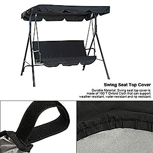 Swing Canopy Replacement, Anti Dust Protector Rainproof Swing Replacement Top Cover Outdoor Replacement Canopy with Swing Cushion Cover for Seat Furniture(Black)