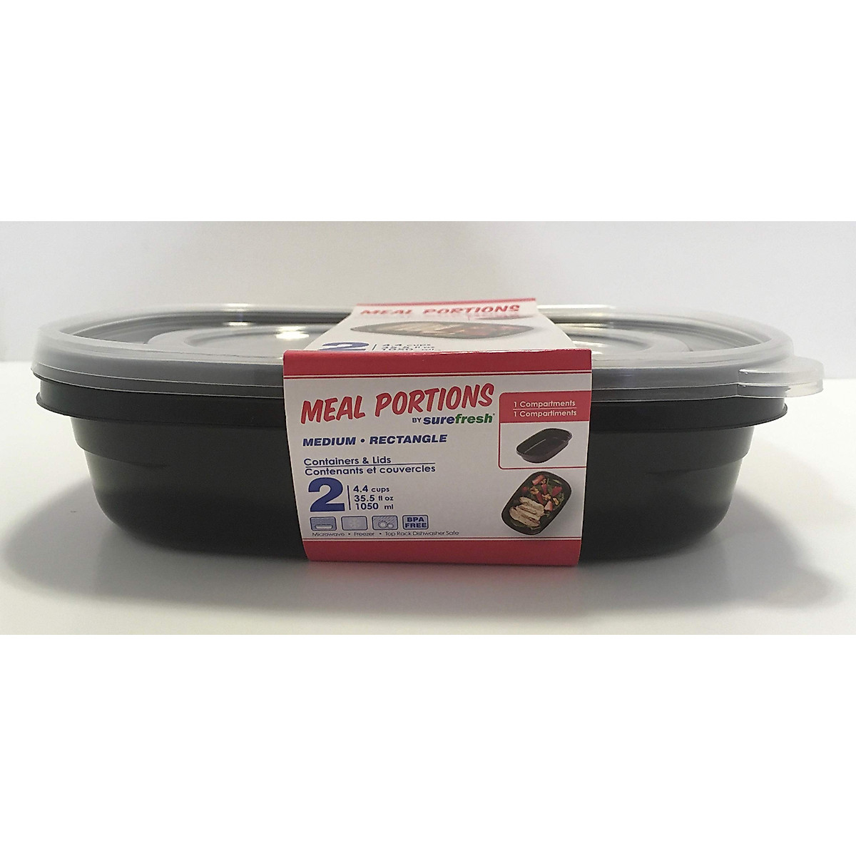 Medium rectangle container & lid 4.4 cup (2-pack)