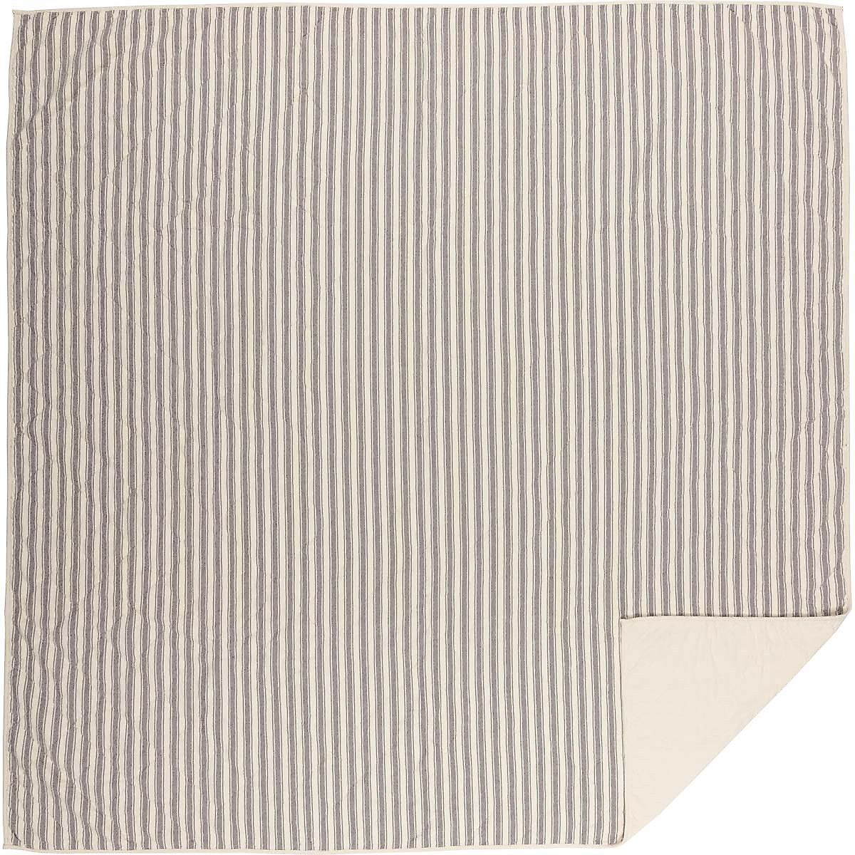 Piper Classics Market Place Gray Queen Quilt, 100% Cotton with Gray Ticking, Hand Quilted Grain Sack Bed Spread Bedding for Boho, Shabby Chic and Rustic Farmhouse Decor (90”x90”) …