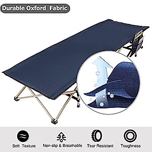 REDCAMP Extra Long Folding Kids Cot for Sleeping 7-15, Portable Toddler Cot Bed Child Travel Cot for Camping, Navy 75''x26''