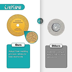 LitKiwi Mini Glasses Cutting Disc,1mm Ultra-Thin Diamond Cutting Blade Wheel,with 2PCS 1/4"Hex Shank,for Cutting Glass, Jade, Crystal, Ceramics and etc.