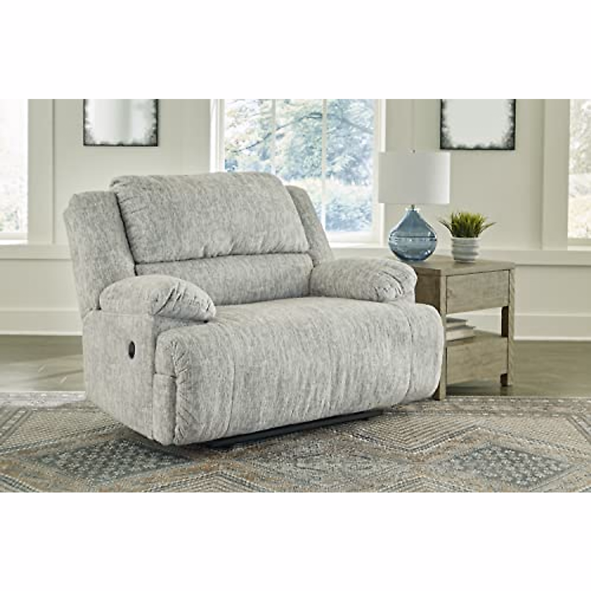 Signature Design by Ashley McClelland Transitional Zero Wall Wide Seat Recliner, Light Gray