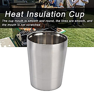 Anti Scald Stainless Steel Cup, Safe Clean Metal Beer Cup Wine Cups Stylish Simple Heat Insulation Durable for Bar(Natural small size 263ml)