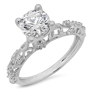Dazzlingrock Collection Sterling Silver White Cubic Zirconia Split Shank Engagement Ring 2 1/2 CT, Size 7