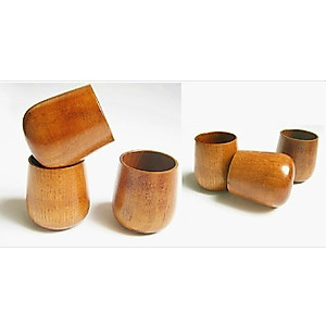 Moyishi Top-Grade Natural Solid Wood Wooden Tea Cup Wine Mug 250ml,Set of 4