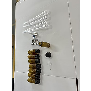 Tanlade 100 Pcs 5ml (1/6 Oz) Small Glass Bottles Essential Oil Bottle with Plastic Screw Caps and Funnel Plastic Pipettes Empty Refillable Sample Bottles for Liquid Preservation Storage(Amber)