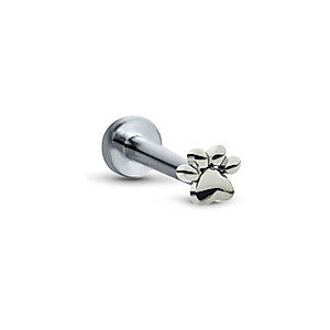 Titanium Labret Monroe Ear Cartilage Threadless Push Pin Nose Stud Paw 3/8" (10mm) Post 16G