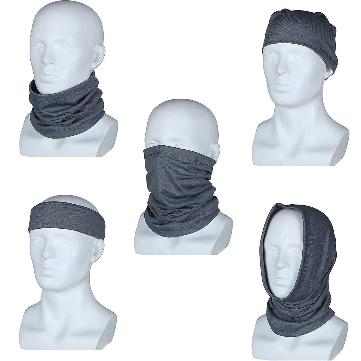 Geyoga Summer Face Mask for Men Neck Gaiters Scarf Face Covering Balaclava Fishing Cycling Running Masks Windproof Bandana (Black, Grey, Royal Blue, Green, Navy, White, 6 Pieces)