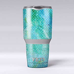 Design Skinz Green and Gold Watercolor Polka Dots - Skin Decal Vinyl Wrap Kit Compatible with The Yeti Rambler Cooler Tumbler Cups