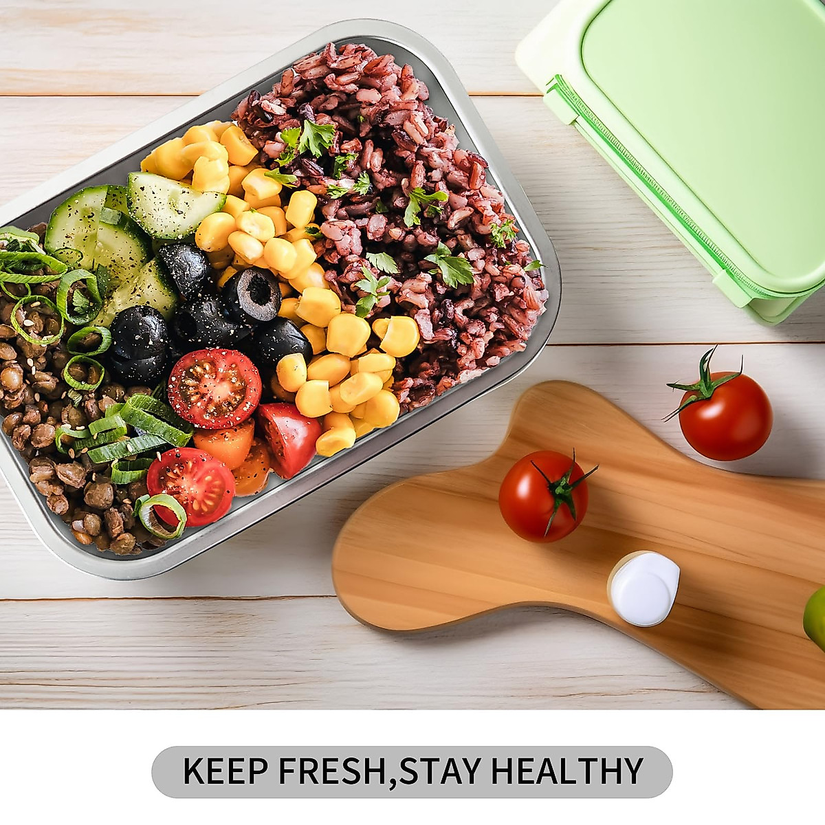 GIUOIDUO 10 PCS Food Storage Containers with Lids Airtight (5 Containers & 5 Lids)，stainless steel food containers leak proof storage box with lid Locking ，Outdoor picnic storage box，Airtight Lunch