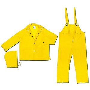 MCR Safety O703L Squall PVC Single Ply 3-Piece Rainsuit, Yellow, Large