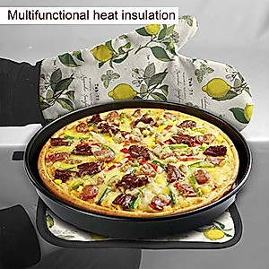 Lemon Branches Oven Mitt 11'' x 6.2'' and Pot Holder 8'' x 8'' Kitchen Gift Sets, Heat Resistant Reusable Kitchen Oven Mitts and Pot Holders for Baking BBQ Cooking