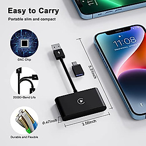 Wireless CarPlay Adapter,Wireless Carplay Dongle,Plug & Play 5GHz WiFi Online Update,Low Latency,Easy to Install,Support Newest iOS 16