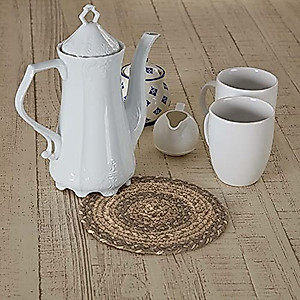 VHC Brands Cobblestone Trivet Hot Pad for Pots Pans, Tan Grey White, Jute Blend, Round Circle, 8 Inches