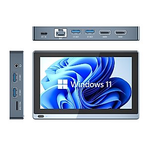 HIGOLEPC Mini PC Windows 11 PRO,Celeron J4125 Mini Computer,8GB DDR,256GB EMMC,Mini PC with Screen,Micro PC Support 4K HDMI Double Display,WiFi 5.0, BT4.2, Gigabit Ethernet