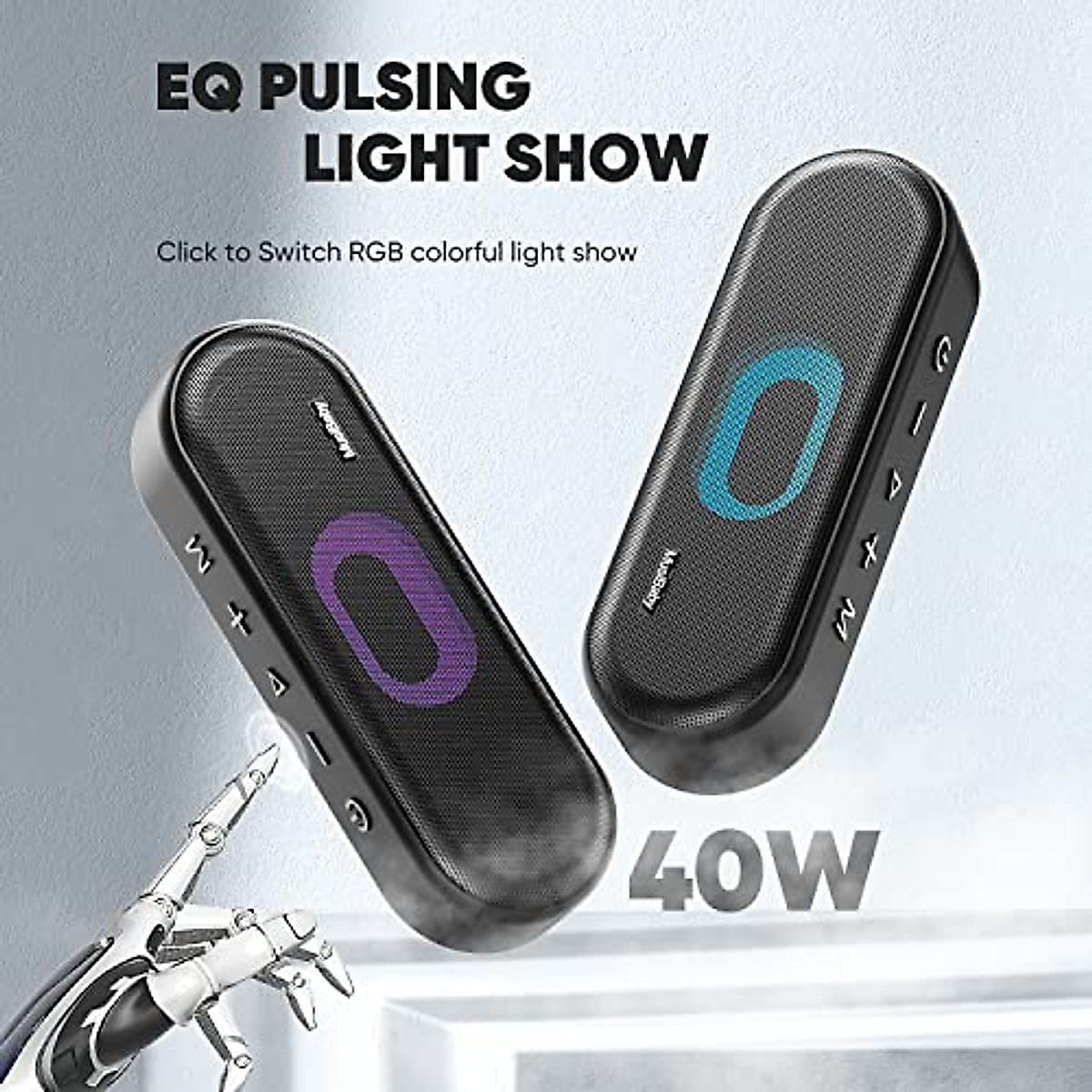 Bluetooth Speakers,MusiBaby M33 Speaker,IPX7 Waterproof Bluetooth Speaker,Speakers Bluetooth Wireless,Portable Speaker with Stereo Sound,Extra Bass,24HRs Playtime for Indoor/Outdoor-Blk