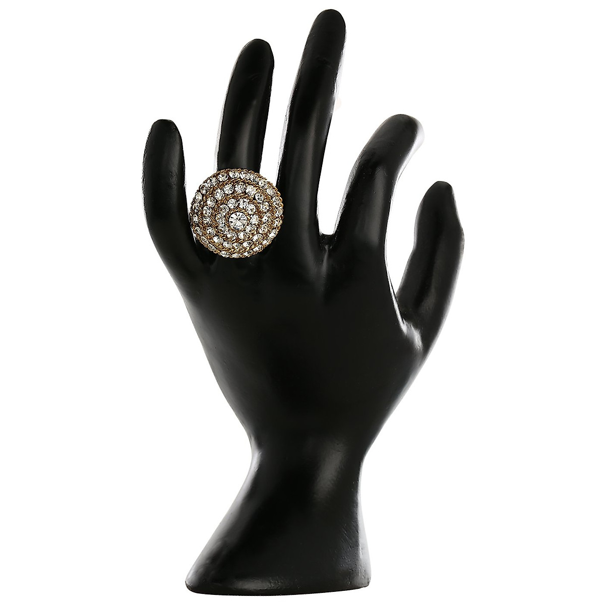 Crunchy Fashion Indian Bollywood Traditional Antique Gold tone Round Crystal Adjustable Big Ring Finger Jewelry for Women