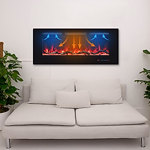 30" Electric Fireplaces Inserts, Recessed & Wall-Mounted Fireplace Heater with Thermostat, Multicolor Flames,Timer, Log & Crystal, 750/1500W