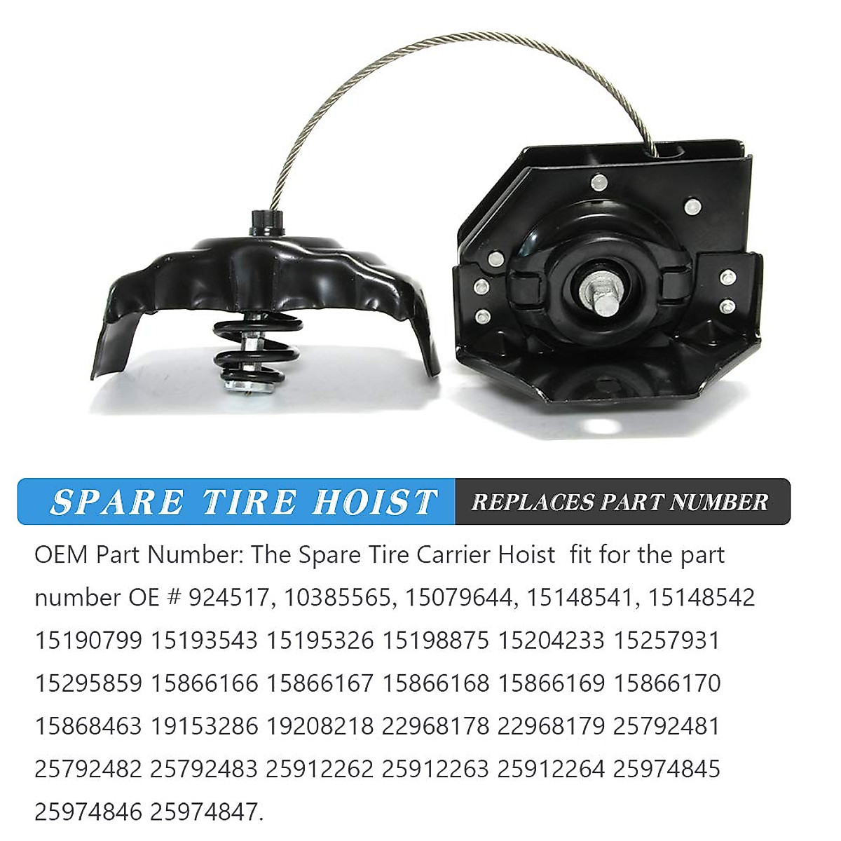 Spare Tire 924-517 Hoist Carrier Assembly Compatible with Chevy, Cadillac & GMC SUVs Escalade, Avalanche 1500, 2500, Suburban, Tahoe, Yukon, Yukon XL Replaces 924517, 22968178, 25974845, 15204233
