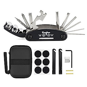 WOTOW Bike Repair Tool Kit - 16 in 1 Bicycle Multitool Portable Mountain Bike Tool Cycling Maintenance, Bike Hex Key Wrench & Bike Tube Patch Kit & Tire Lever & Hard Carrying Case (16 in 1 Tool)