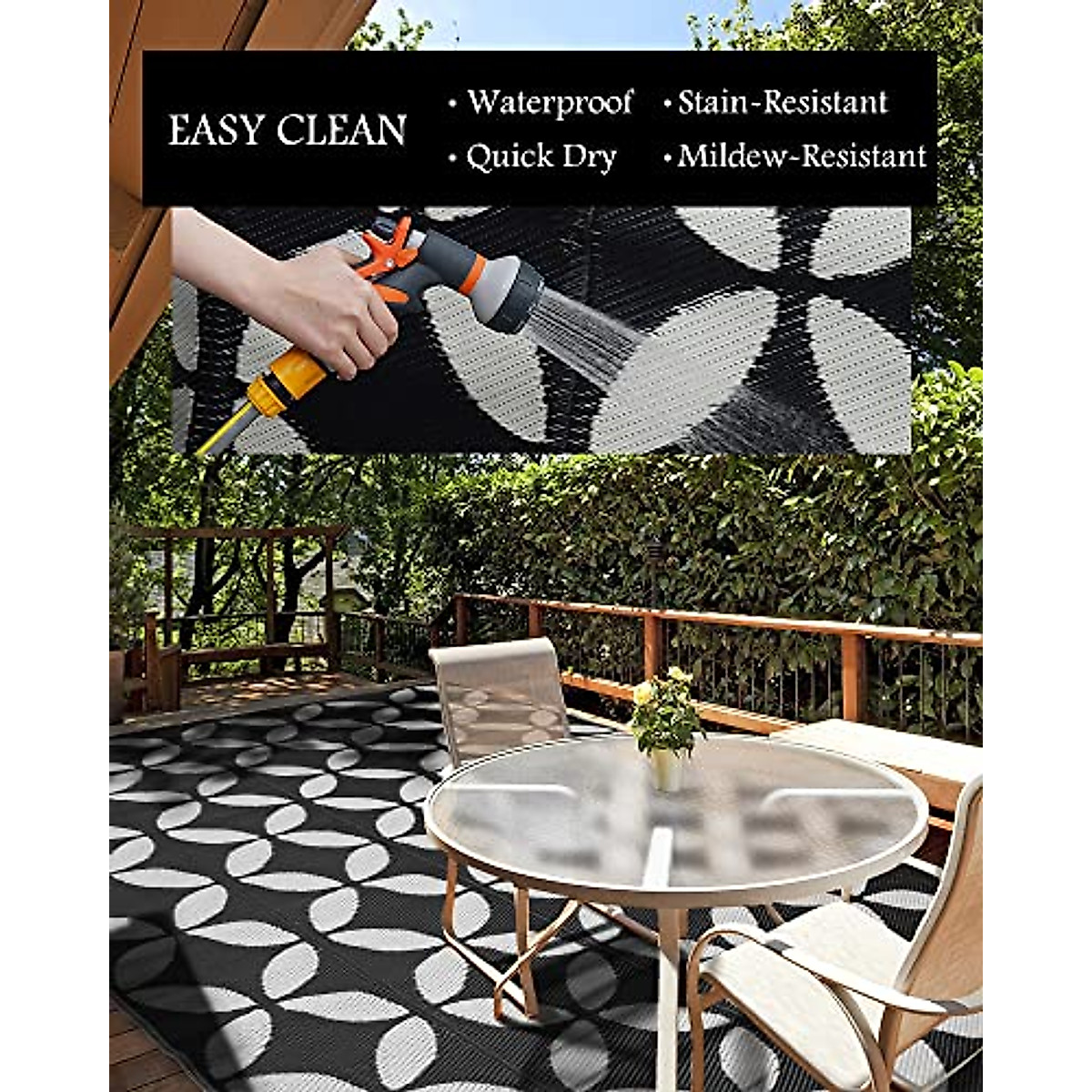 Outdoor Carpet Waterproof 5x8 ft Patio Outside Mat for RV Camping Picnic Reversible Lightweight Plastic Straw Rug for Patio Decor Decoration