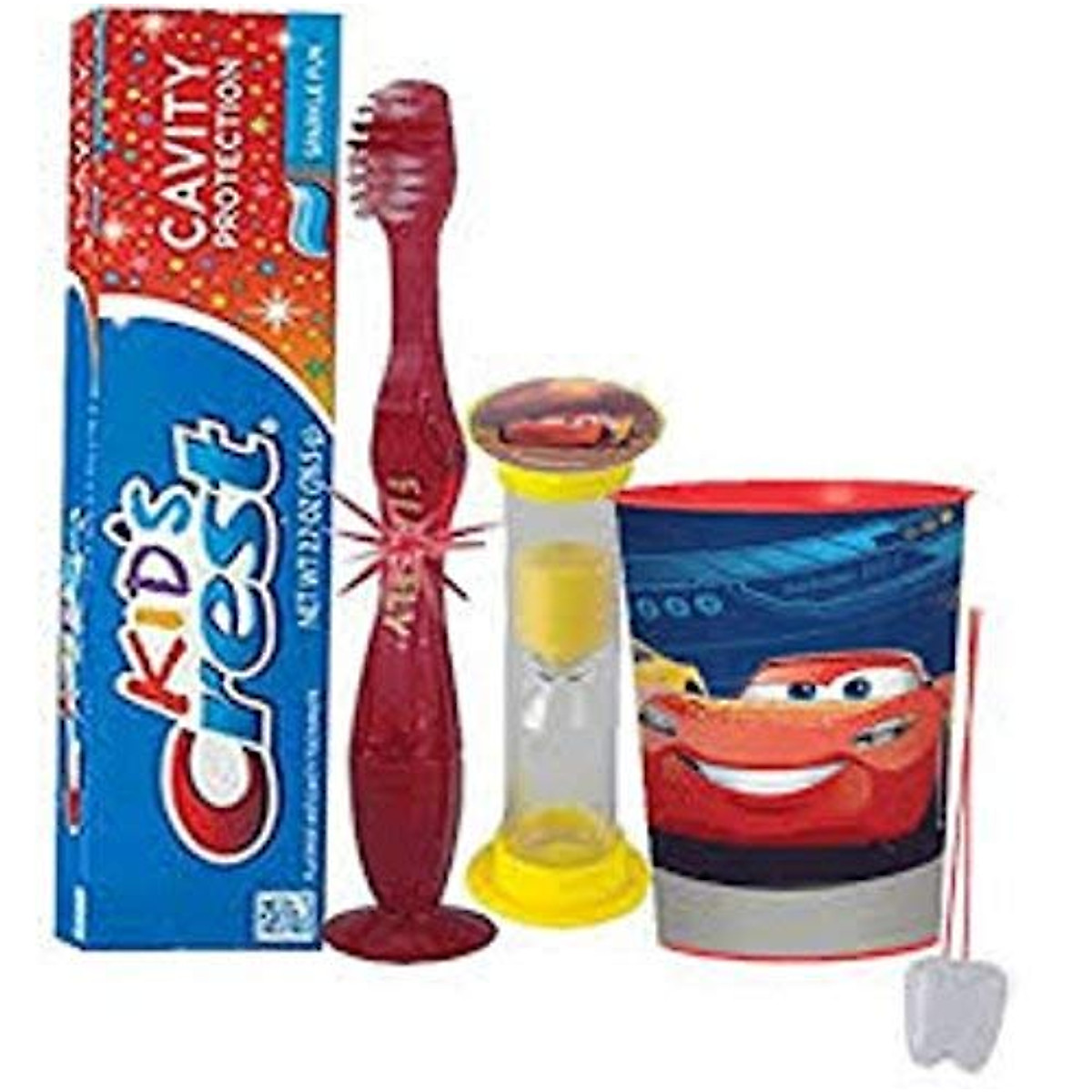 Disney Pixar Cars 3 4pc Bright Smile Oral Hygiene Set! Flashing Lights Toothbrush, Toothpaste, Brushing Timer & Mouthwash Rise Cup! Featuring Ligthning McQueen & Cruz Ramirez!