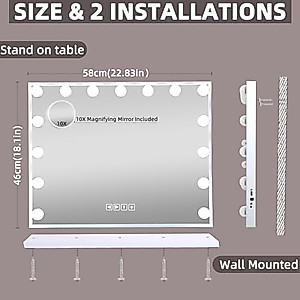 Hansong Hollywood Vanity Mirror with Lights, Bluetooth, 15 LED Bulbs, 3 Lighting Modes - White