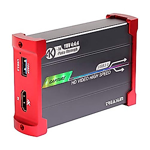 TreasLin Capture Card 4K 60FPS Game USB3.0 Capture, Video HDMI Cool Capture Card Live Streaming Share for PS5 PS4 Switch Wii U DSLR Xbox on OBS, Windows, Mac, Zero Latency HDMI Pass-through