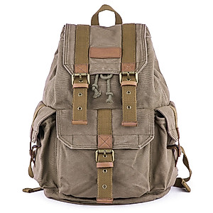 Gootium 21101AMG-S Specially High Density Thick Canvas Backpack Rucksack, Army Green Size Small