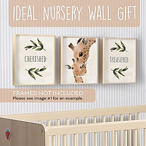 Safari Nursery Decor | Jungle Nursery Decor | Giraffe Wall Art Nursery Print | Set of 3 | Unframed 11 x 14 | Nursery Wall Art | Nursery Wall Decor | Baby Nursery Decor | Jungle Theme Nursery Decor