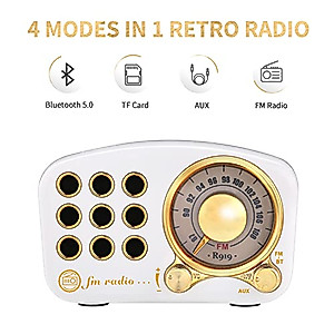 Givoust Retro Bluetooth Speaker FM Vintage Radio with Loud Volume, Strong Bass Enhancement, Bluetooth 5.0 Wireless Connection, TF Card & MP3 Player
