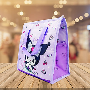 Eiodlulu Cartoon Bag Box Cute Anime Reusable Cooler Large Capacity Insulated Waterproof Tote For Picnic Work Outdoor Camping (Purple)