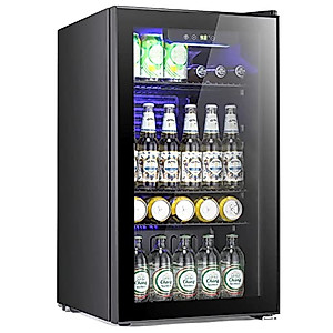 Antarctic Star Beverage Refrigerator -100 Can Mini Fridge for Soda Beer or Wine,Small Drink Dispenser, For Office or Bar with Adjustable Removable Shelves，Convertible Door ，3.2 Cu. Ft.…
