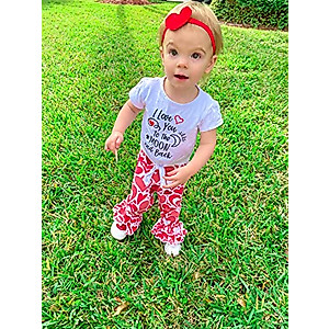 Unique Baby Girls Valentines Day Love You to the Moon 2pc Set (6, Moon)