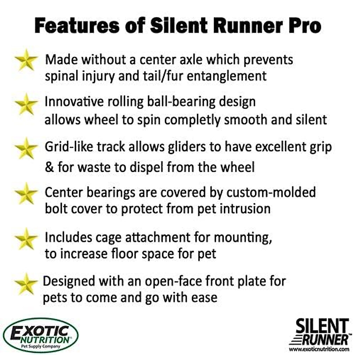 Silent Runner Pro | Sugar Glider Exercise Wheel (Black with Attachment)