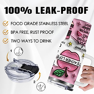 NIAXAUYT Teacher Appreciation Gifts, Birthday Gifts for Teachers Tumbler 40oz, Teacher Gift for Women Coffee Travel Cup, Best Teachers Gift for Teacher's Day Graduation Back to School Christmas, Pink