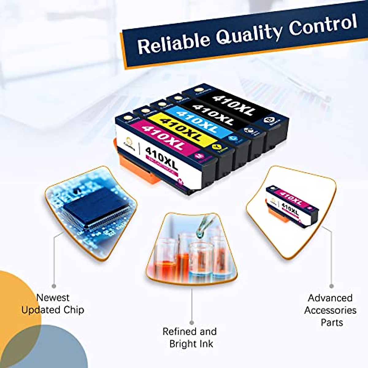 Colorking Remanufactured 410 Ink Cartridges for EPSON T410 410XL Ink for Expression XP7100 Ink Cartridges XP-630 XP-7100 XP-830 XP-640 Printer (1 Black, 1 Cyan, 1 Magenta, 1 Yellow, 1 Photo Black)