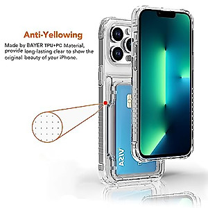 Marphe Wallet Case for iPhone 14 Pro Max with 3 Credit Card Holder Slot Shockproof Hybrid Heavy Duty Protection Clear Phone Cover Compatible with iPhone 14 Pro Max 6.7 Inch