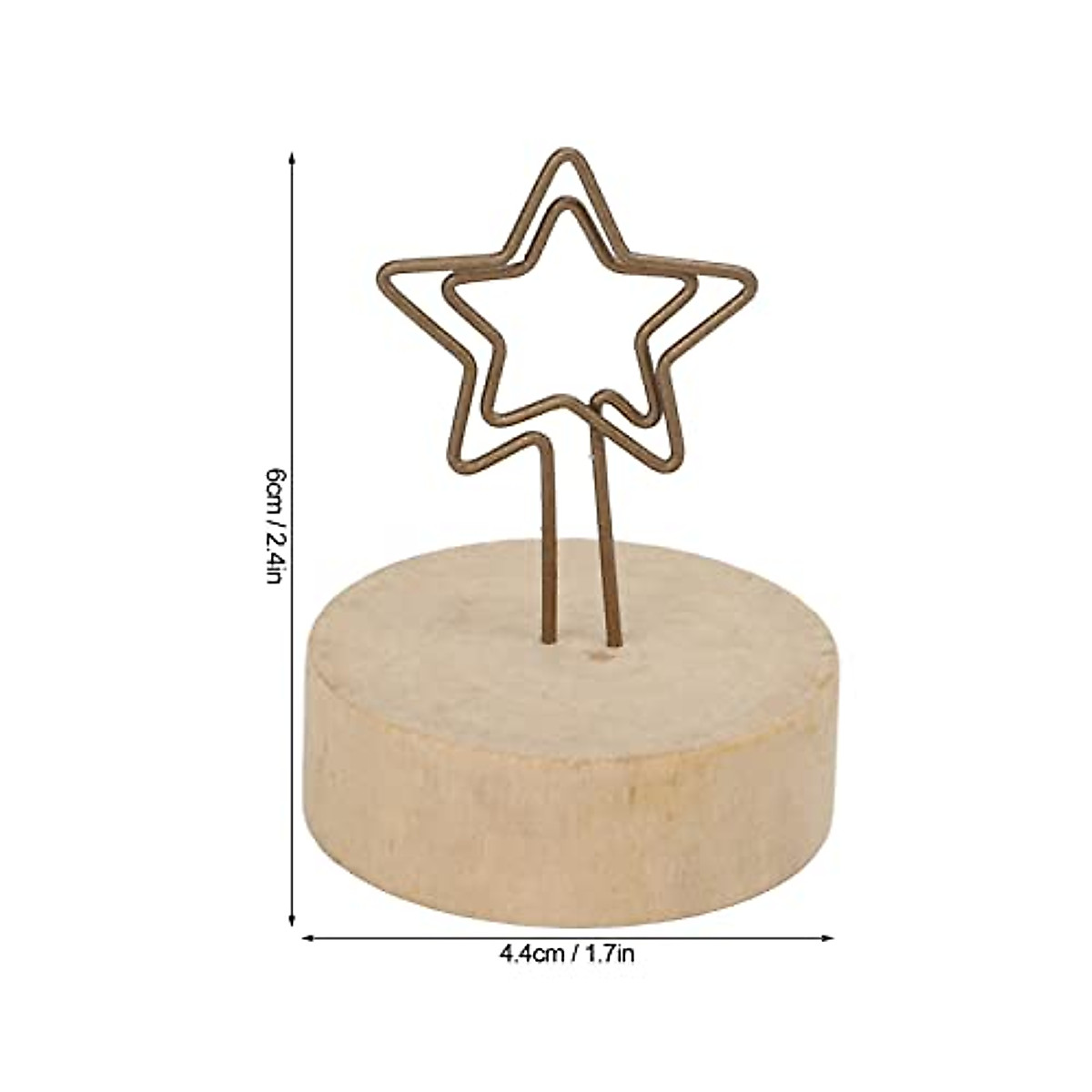 10PCS Number Holder, Wooden Base Place Card Holder, Star Shaped Iron Wire Photo Clip Table Sign Stand Number Holder Table Card Picture Memo Note Photo Picks Clip Stand for Christmas Party Wedding Home