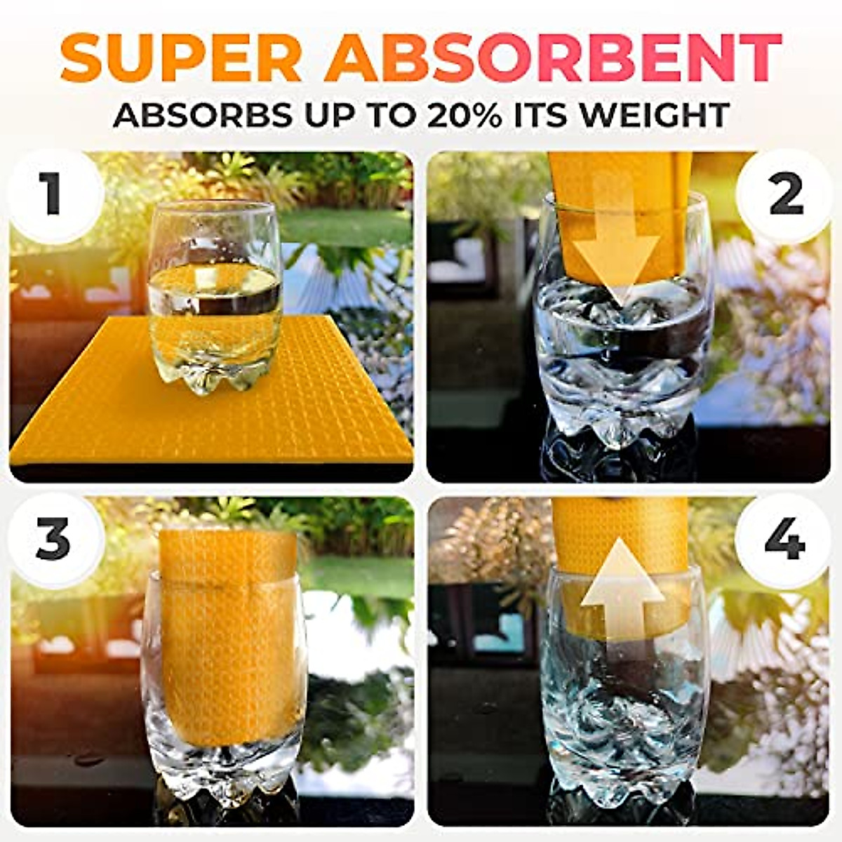 Mueller Ultra-Absorbent Reusable Swedish Dishcloth, Cellulose Sponge Cloths, Extra Durable 10-Pack Hand Towel, Eco-Friendly and Hypoallergenic Cleaning Dish Cloths for Kitchen, Orange