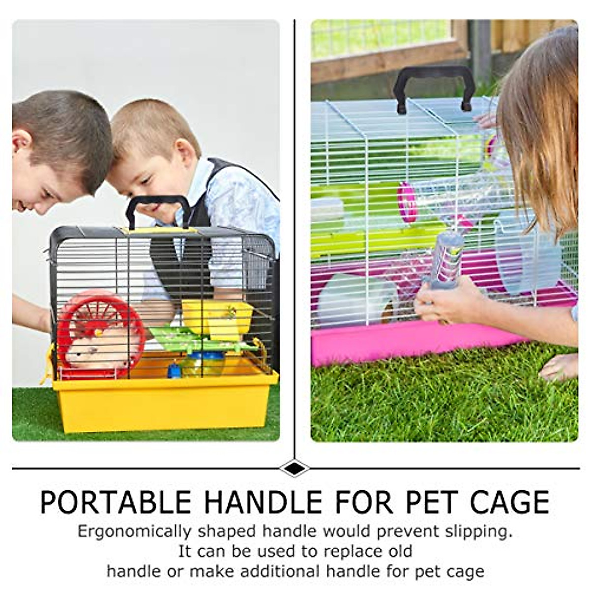 POPETPOP Pet Cage Crate Handles Replacement, Cage Handle Replacement Cage Handles for Kitten Doggie Rabbit Chinchilla Hamster 10pcs (Black)