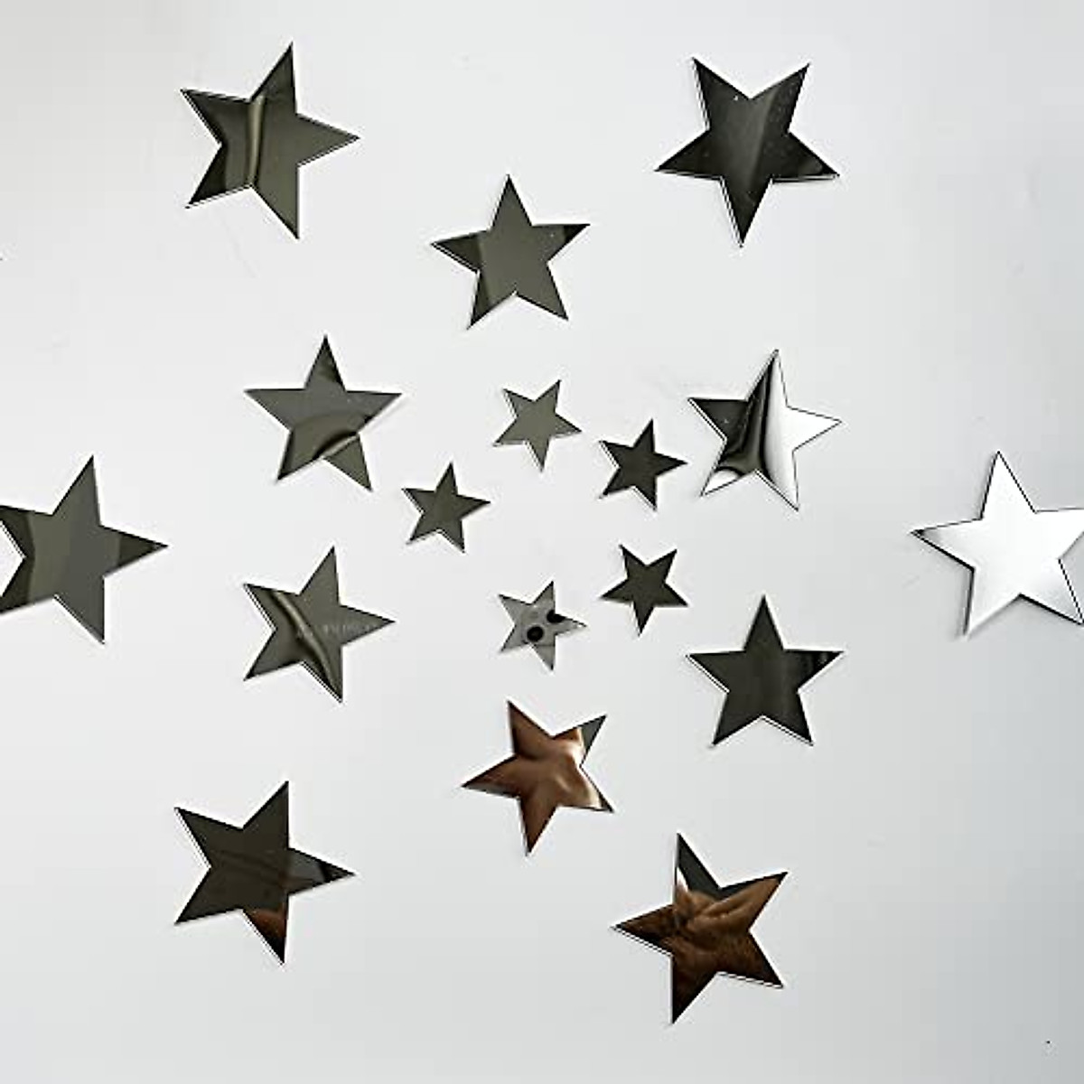 40PCS 3D Acrylic Mirror Silver Stars Wall Stickers with Adhesive Art Decal Wall Art Decor Baby Kids Bedroom Home DIY Decor Removable Stickers (Silver Stars)