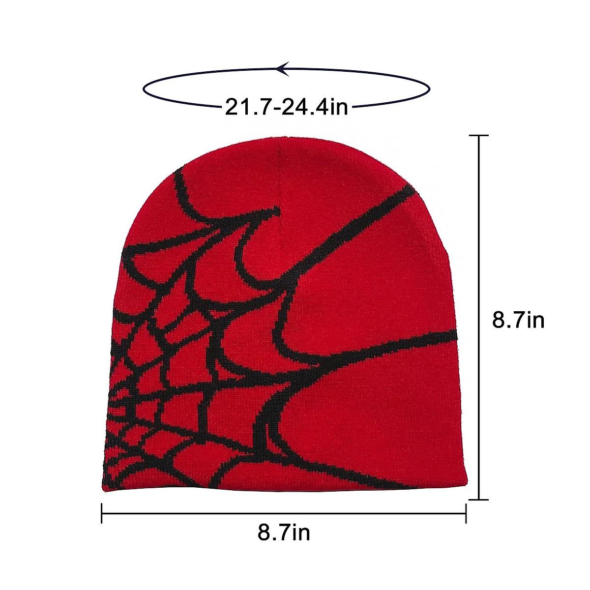Diskebuiss Y2k Wool Acrylic Knit Spider Web Pattern Hat - Women's & Men's Gothic Spider Web Beanie
