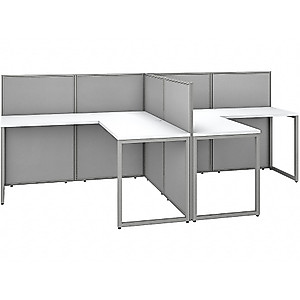 Bush Business Furniture Double Cubicle Desk with Privacy Panels | Easy Office Collection Two Person L Shaped Table | 60Dx120Wx45H