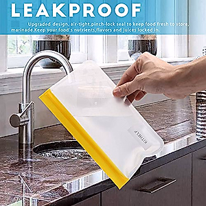 KITHELP 18 Packs Reusable Storage Bags BPA FREE, Reusable Sandwich Bags Leak-proof Freezer Bags, Washable Gallon Bags Snack Bags, Eco-friendly Lunch Bags for Food